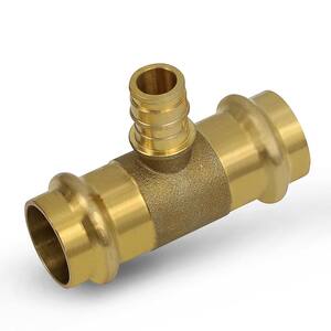 PLUMBFLEX 1/2 in. x 1/2 in. x 3/4 in. Push to Connect Reducing Tee Pipe Fitting for Pex, Copper ...