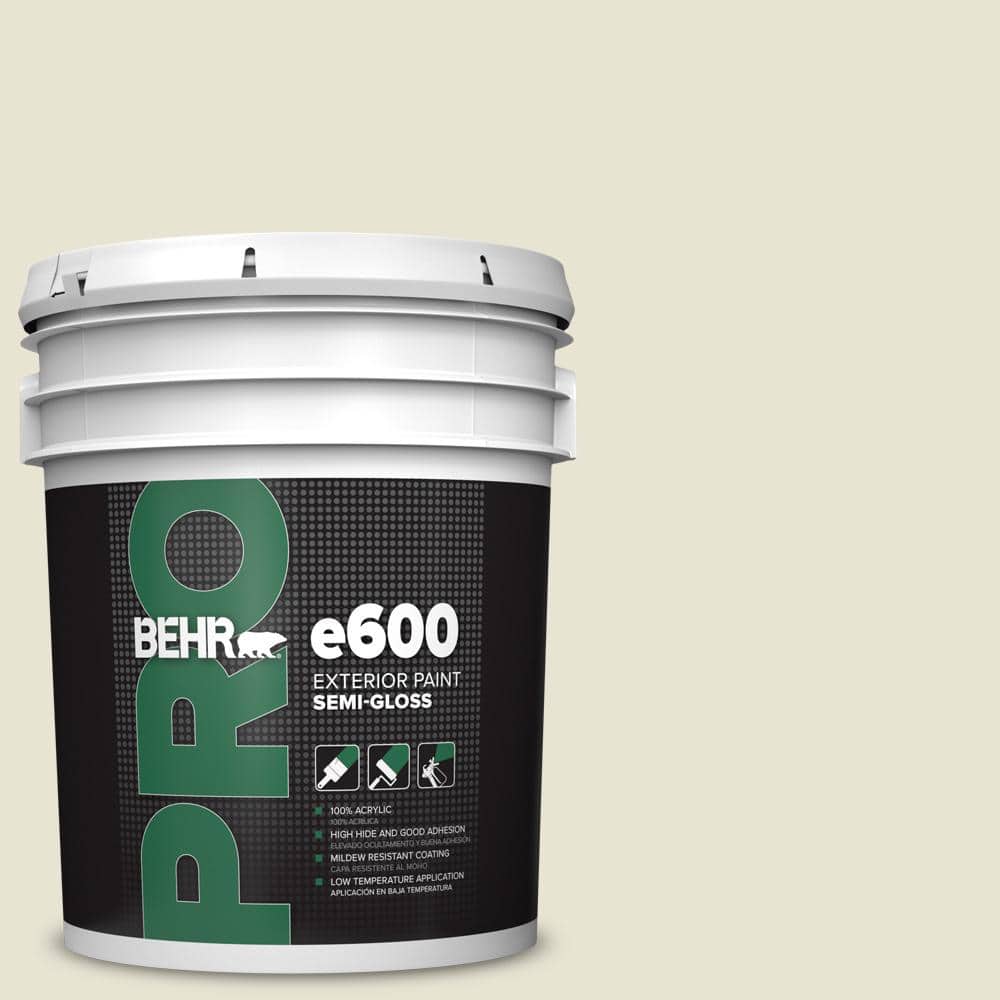 BEHR PRO 5 gal. #73 Off White Semi-Gloss Acrylic Exterior Paint PR67005 ...