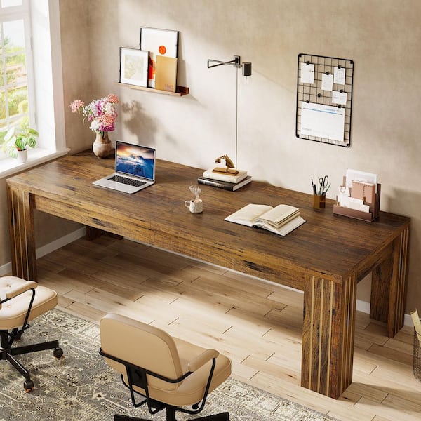TRIBESIGNS WAY TO ORIGIN Halseey 78.7 in. Long Rectangular Rustic Brown ...