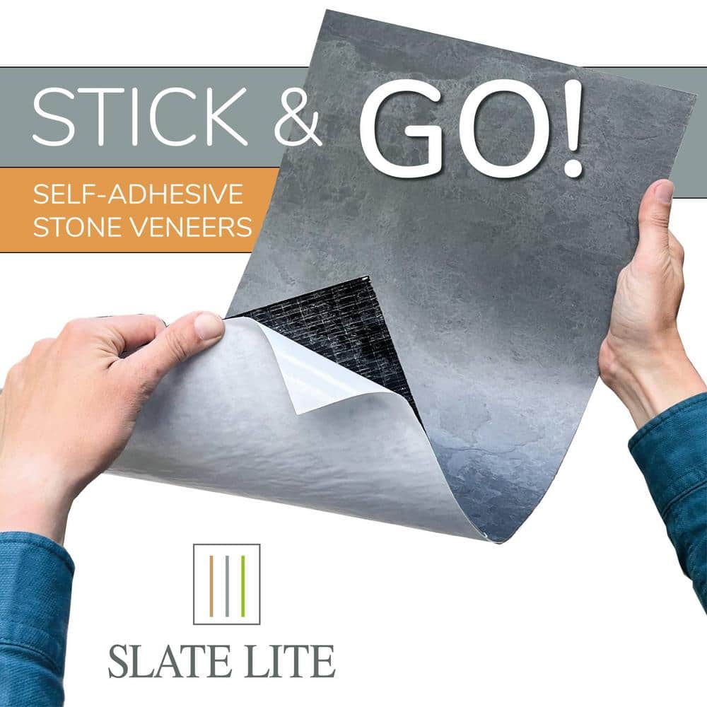 Slate-Lite Nero Stick & Go 12in x 24in Self-Adhesive Stone Veneers ...