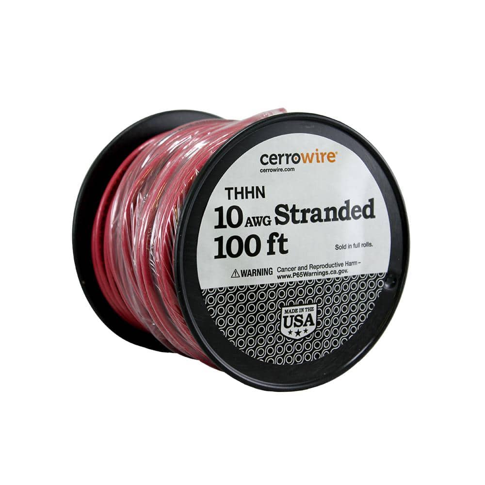Cerrowire 100 ft. 10 Gauge Red Stranded Copper THHN Wire 112-3873C ...