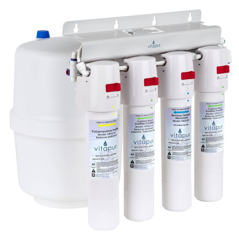 VITAPUR Four Stage 20.3 GPD Quick Connect Reverse Osmosis Water ...