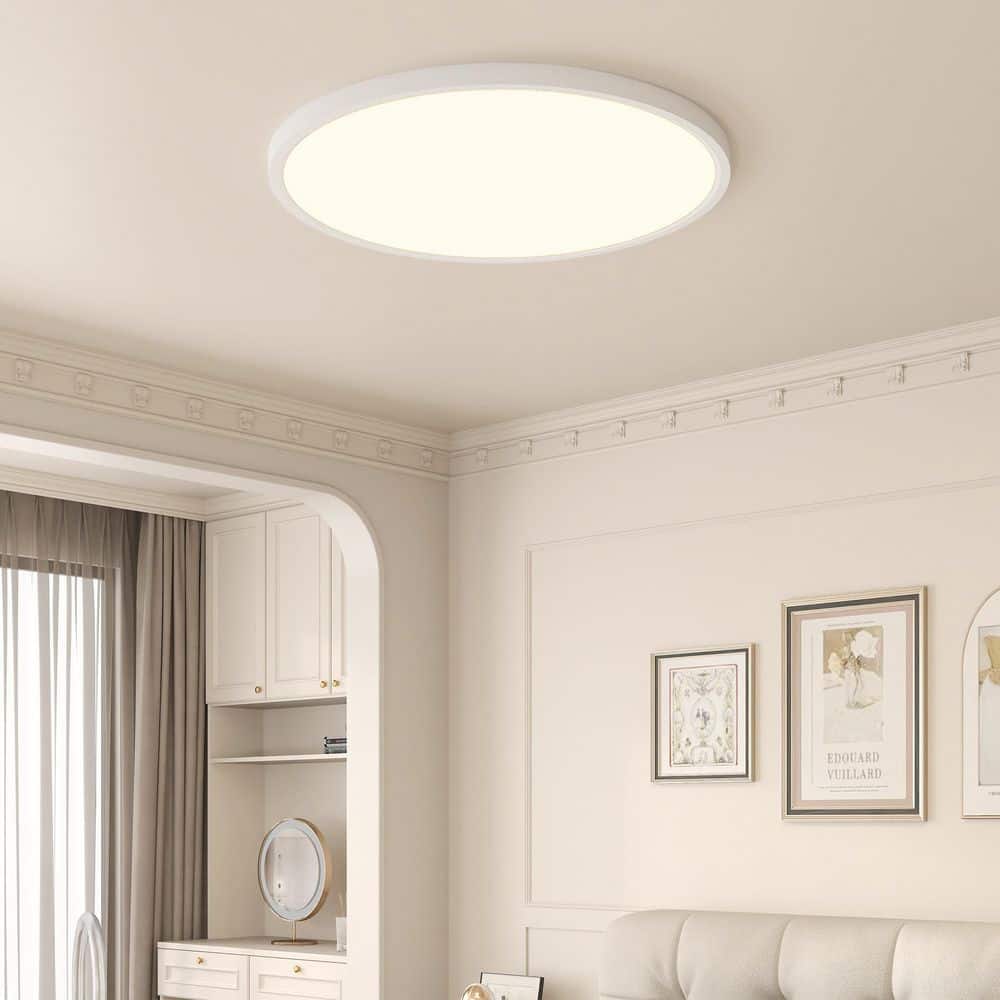MENCOLULU 4-Pack 16 in. Modern White Dimmable Flush Mount LED Ceiling ...