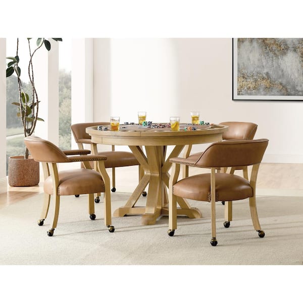 Steve Silver Rylie 5 piece Natural Wood Dining Room Set Seats 4 with Game Top RL500N GT D6PC