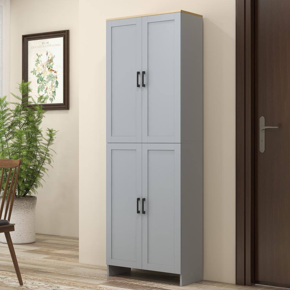 HOMCOM Gray 46 in. H Storage Cabinet with Adjustable Shelves 835 ...