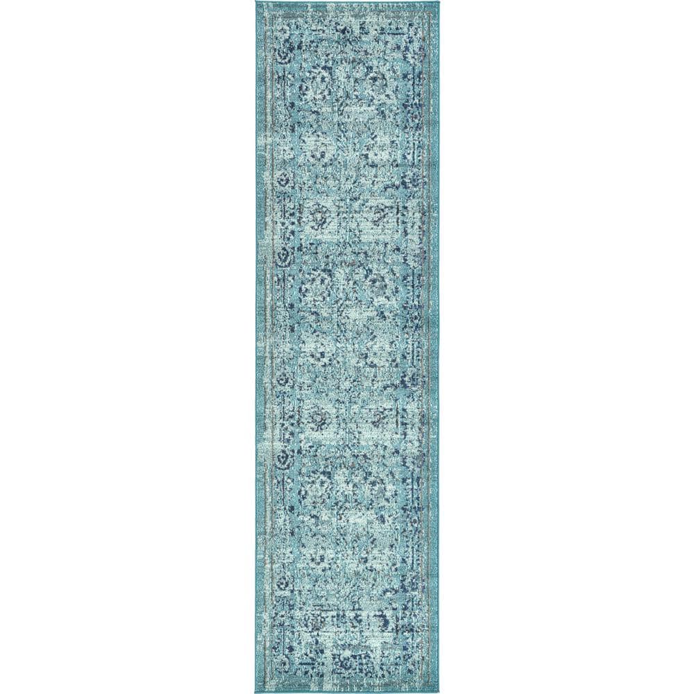 Unique Loom Medici Salamanca Light Blue 2' 7 x 10' 0 Runner Rug 3119859 ...