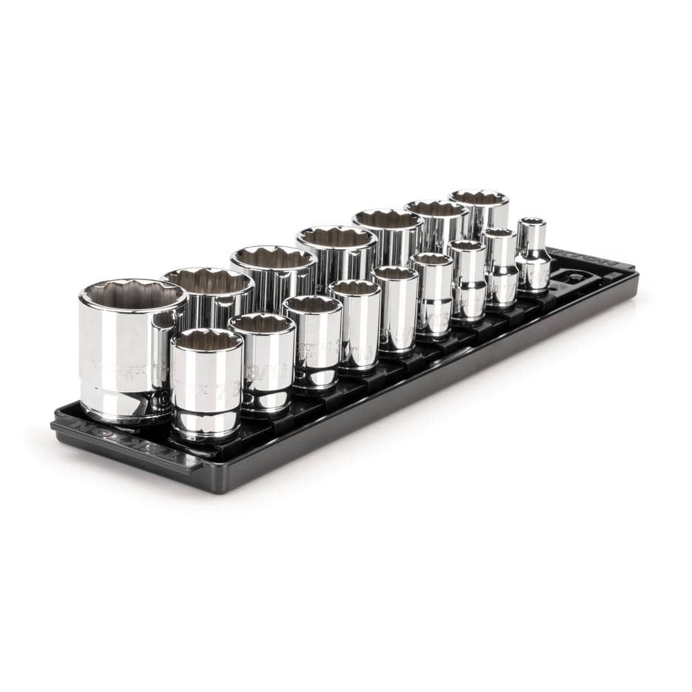 TEKTON 1/2 in. Drive 12-Point Socket Set with Rails (3/8 in.-1-5/16 in ...