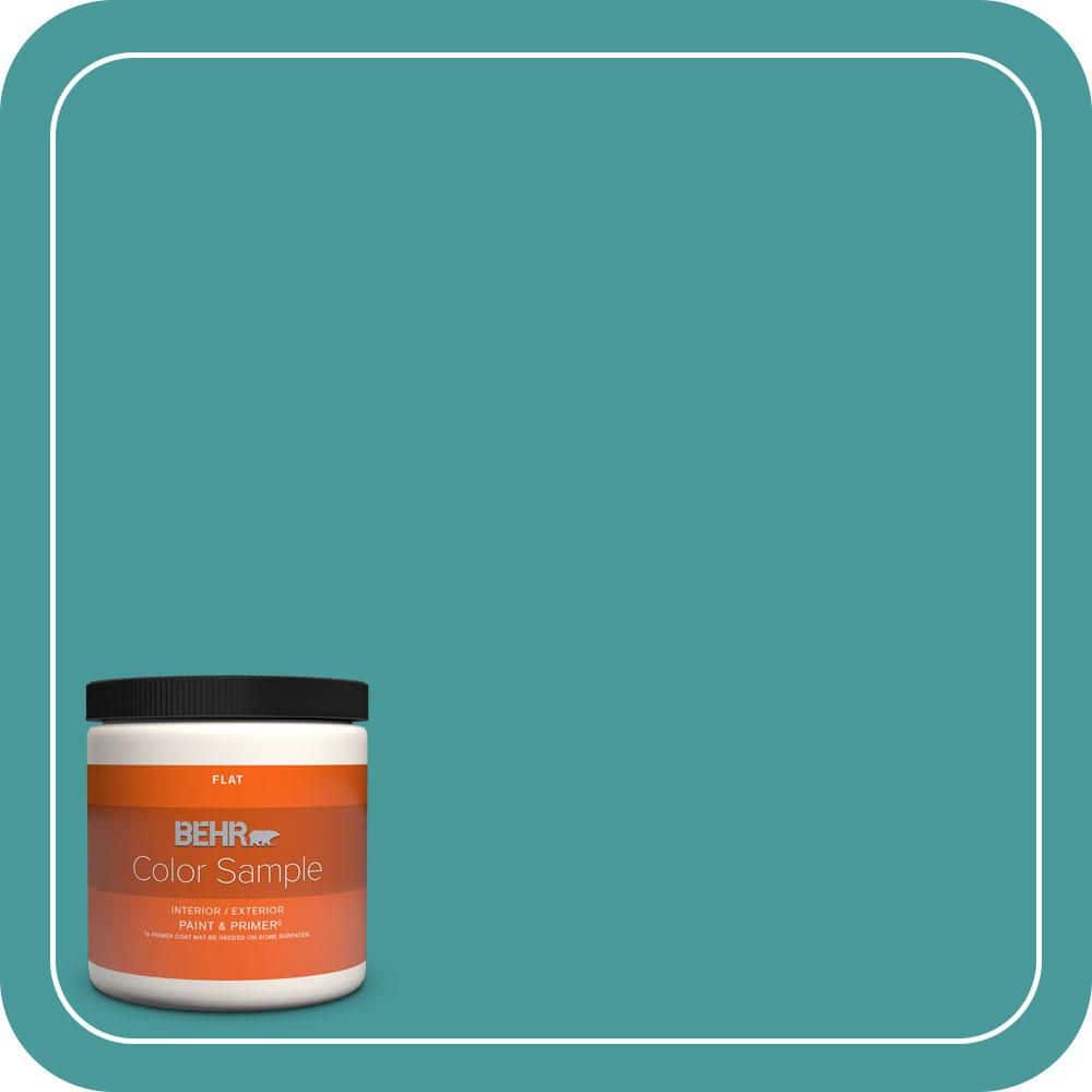 BEHR PREMIUM PLUS 8 oz. #510D-6 Aquatic Green Flat Interior/Exterior ...