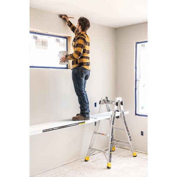 Gorilla Ladders 26 ft. Aluminum Ladder, Rail Brackets, Step Platform ...