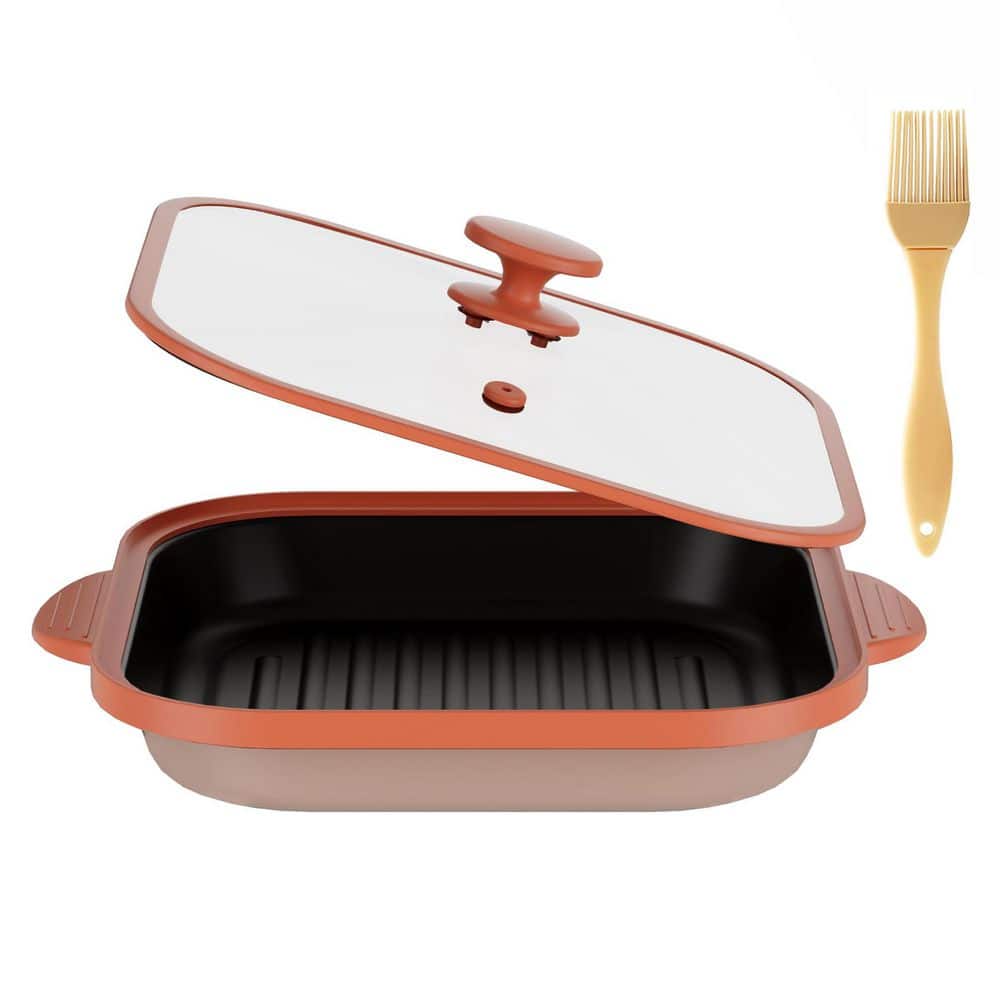 Anqtovp 1-Piece Black Silicone and Metal Microwave Grill Pan with Cover ...