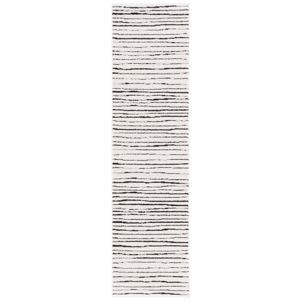 SAFAVIEH Melody Ivory/Black 2 ft. x 10 ft. Striped Runner Rug MEL118A ...