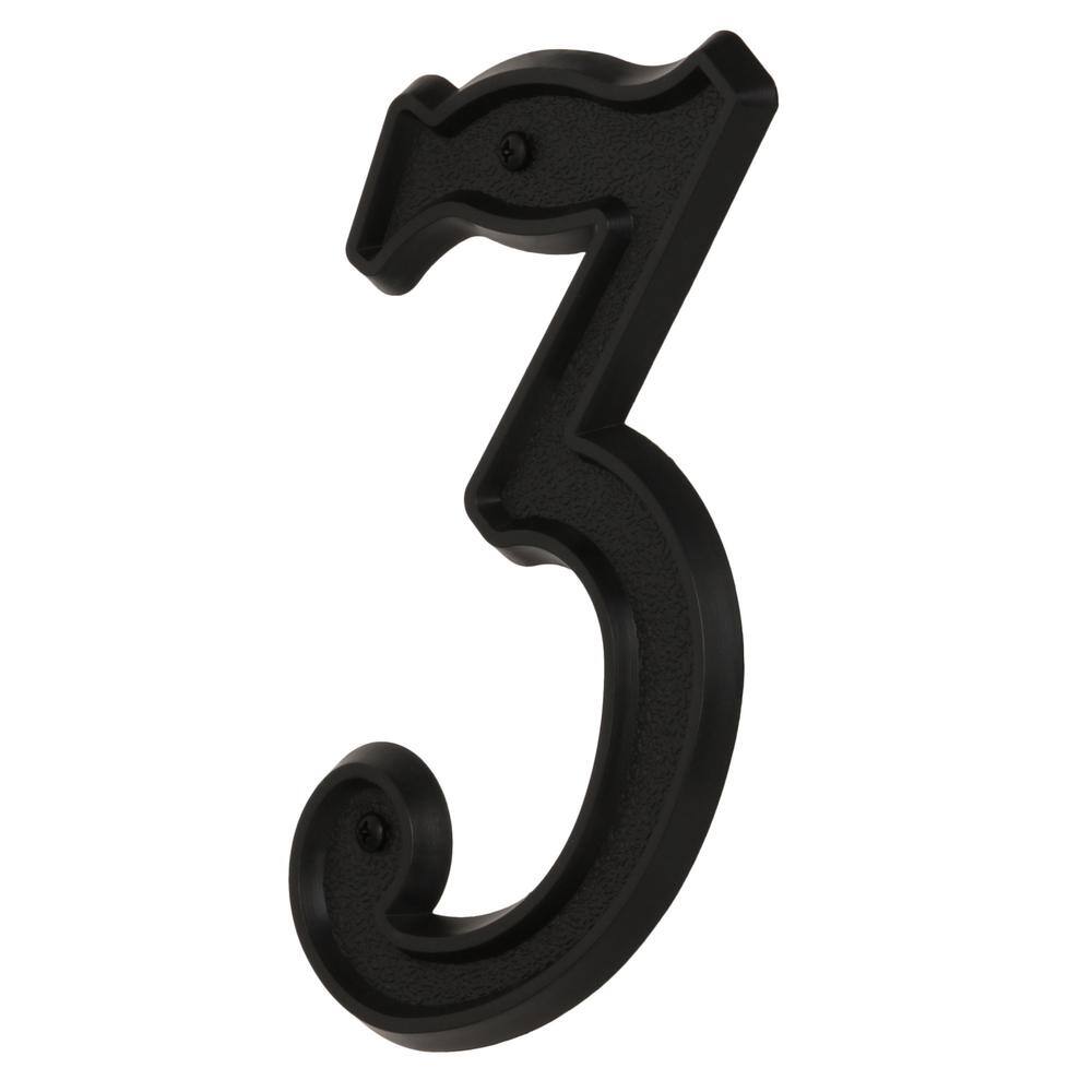 Everbilt 5-1/2 in. Black Plastic House Number 3 30936