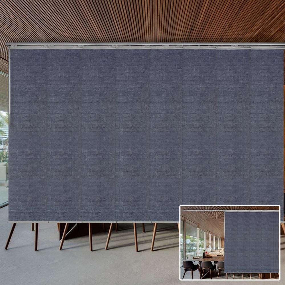 EMOH Midnight Blue 130 in.- 175 in. W x 94 in. L Adjustable 8-Panel ...