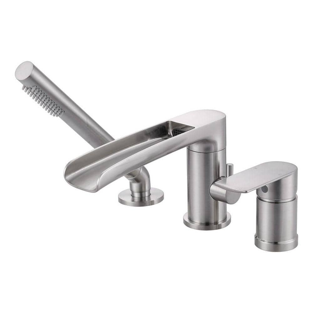 ALEASHA 3-Holes Widespread Single-Handle Deck-Mount Brass Waterfall ...