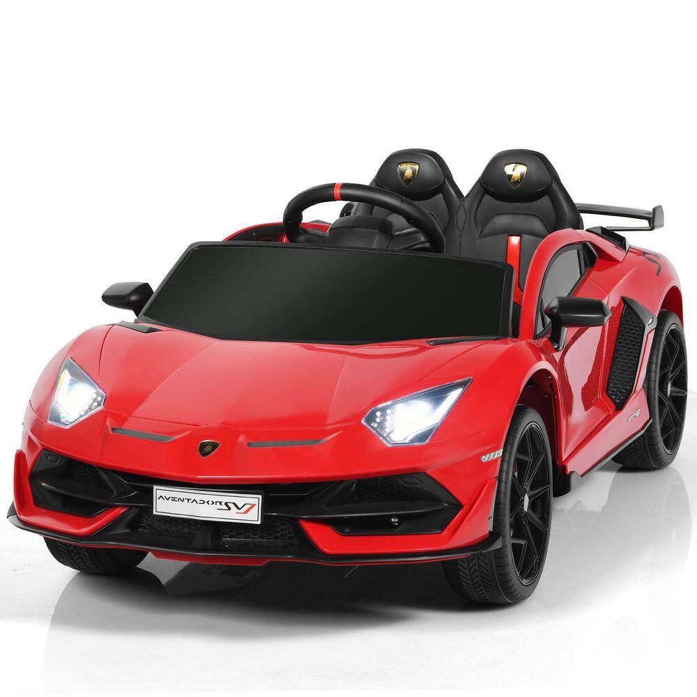 HONEY JOY 9 in. Red Licensed Lamborghini Kids Electric Ride On Car 12-Volt Motorized Vehicles ...