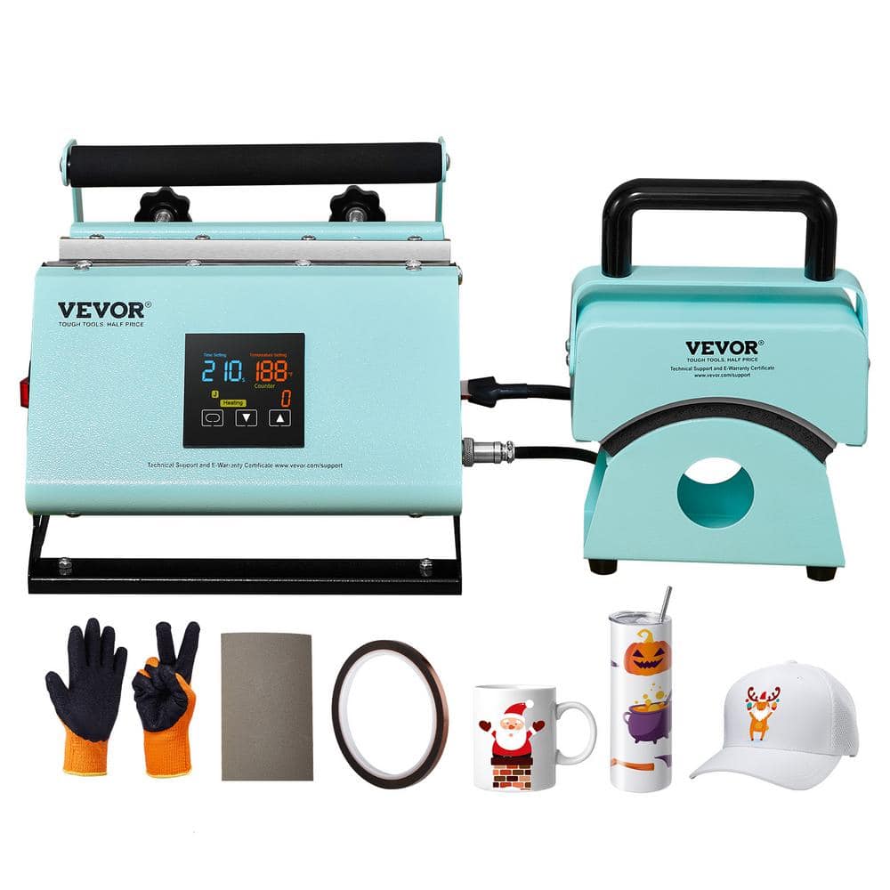 VEVOR 2 in 1 Tumbler and Hat Heat Press Machine, Mini Hat Heat Press ...