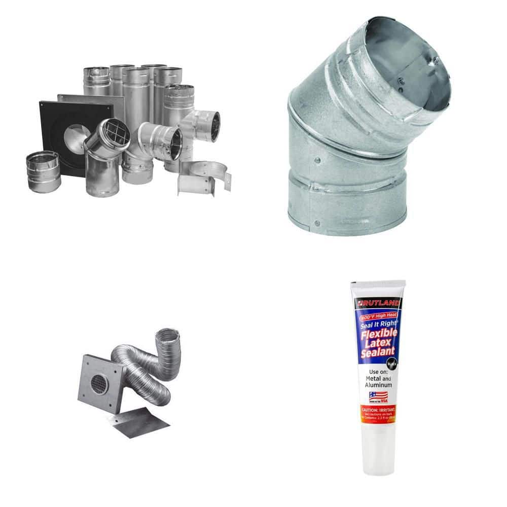 PelletVent Multi-Fuel 3 in. Horizontal Kit, 45° Elbow, 2 in. Air Intake ...