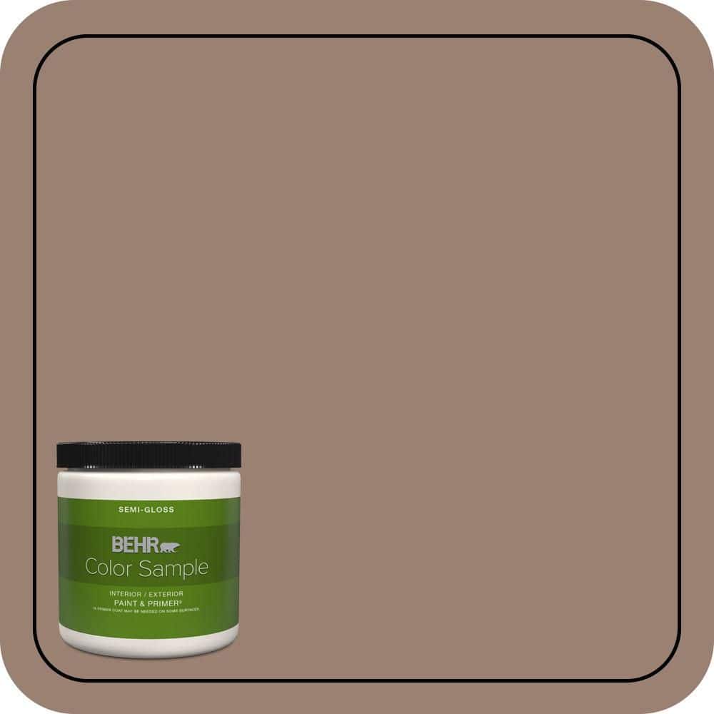 BEHR PREMIUM PLUS 8 oz. #N190-5 Frontier Brown Semi-Gloss Interior ...