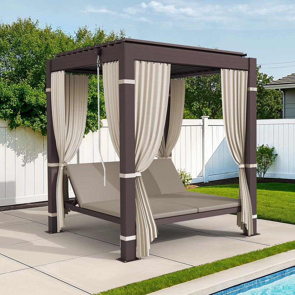 LUE BONA Simba Brown Aluminum Outdoor Day Bed with Cushion Reclining ...