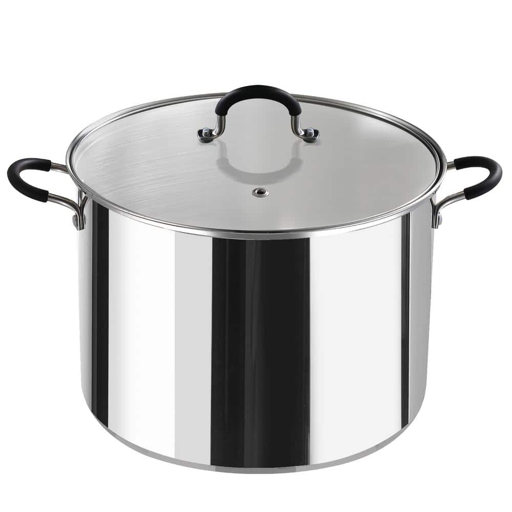 Cook N Home 20 qt. Stainless Steel Stock Pot with Glass Lid NC-00335 ...