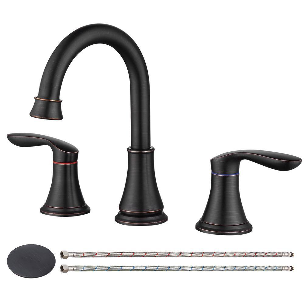 Reviews for 8 in. Widespread Double Handle Bathroom Faucet with 360 ...