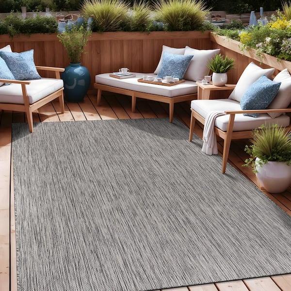 Beverly Rug 6 X 9 Silver Aloha Washable Solid Indoor Outdoor Area Rug HD ALH60162 6X9 The Home Depot