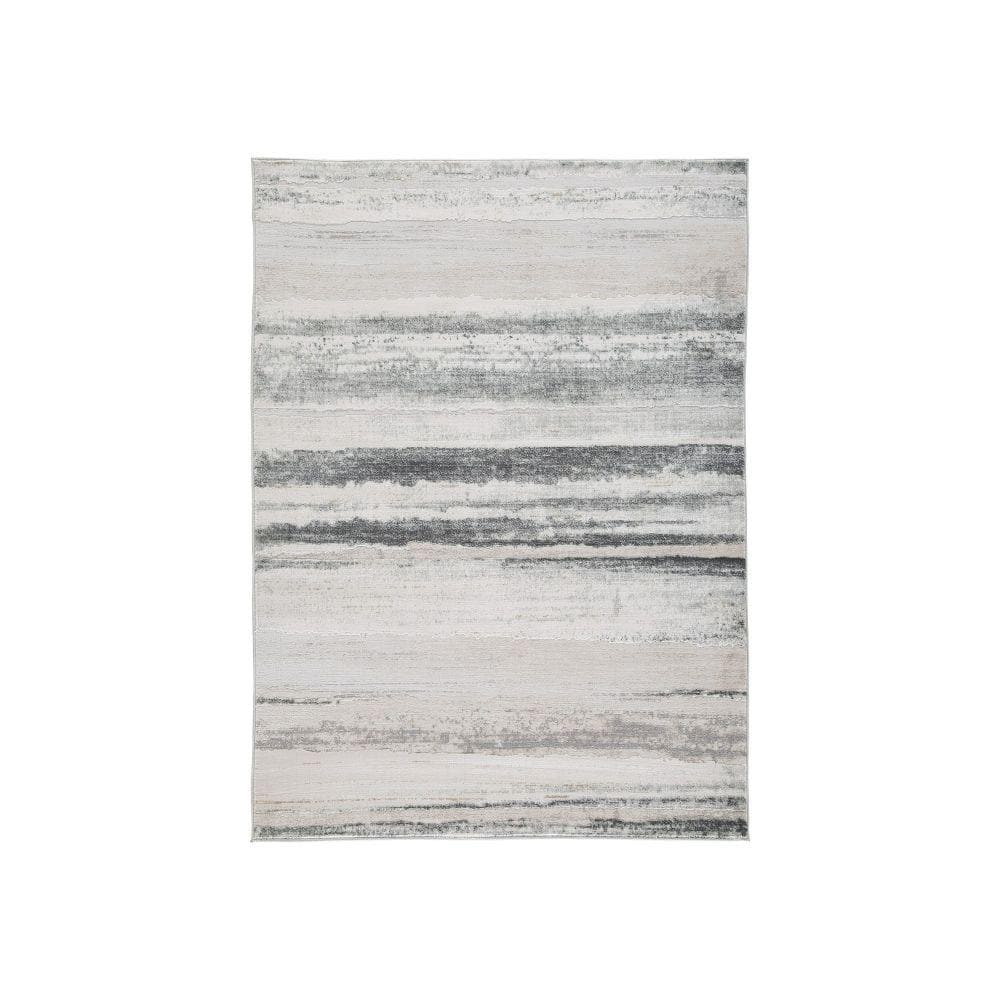 Benjara Modern Gray and Gold 8 ft. x 10 ft. Polypropylene Area Rug ...