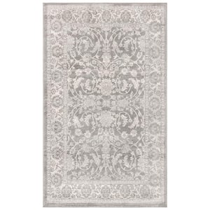 SAFAVIEH Brentwood Cream/Gray 8 ft. x 10 ft. Floral Border Area Rug ...