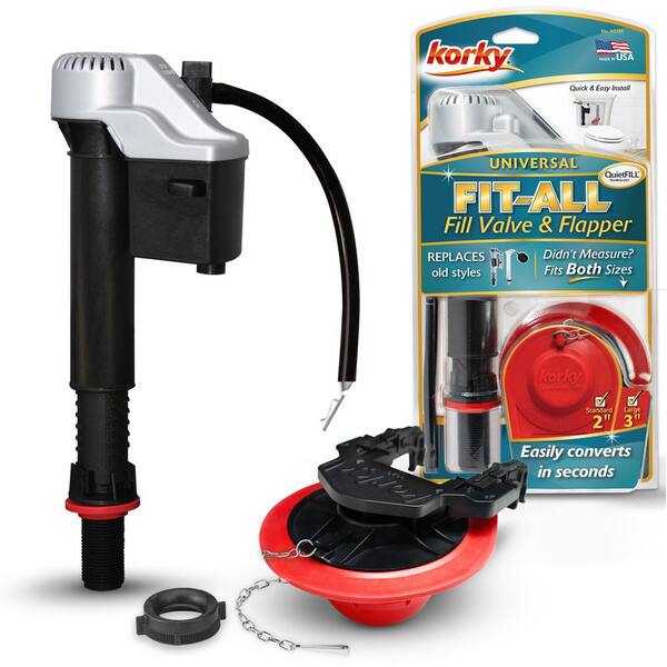 Korky Fit-All Toilet Fill Valve and 2 in. and 3 in. Toilet Flapper Kit ...