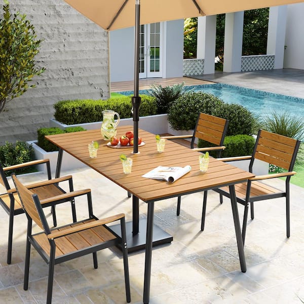 Brown rectangle patio table store