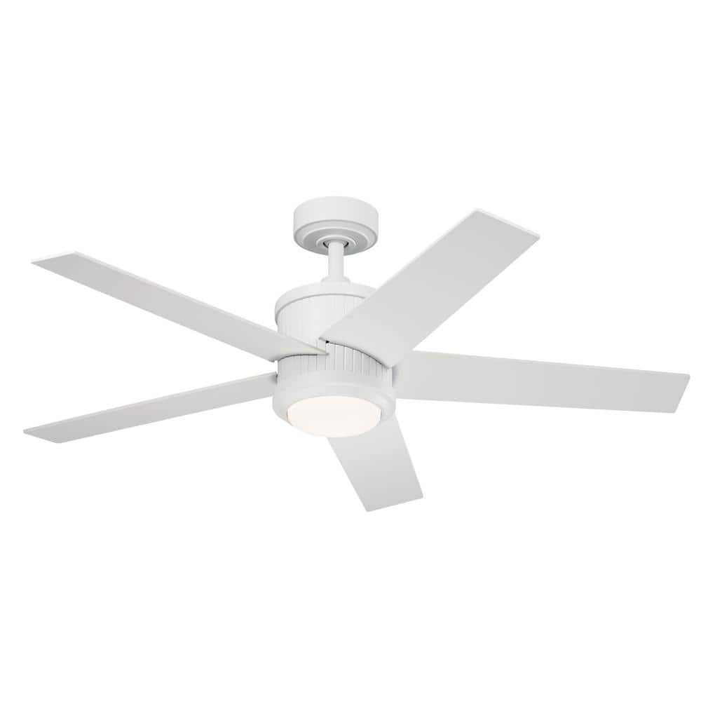 KICHLER Brahm 48 in. Indoor Matte White Downrod Mount Ceiling Fan with ...