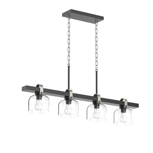 KICHLER Kaelix 4-Light Linear Chandelier with Clear Glass in Black ...