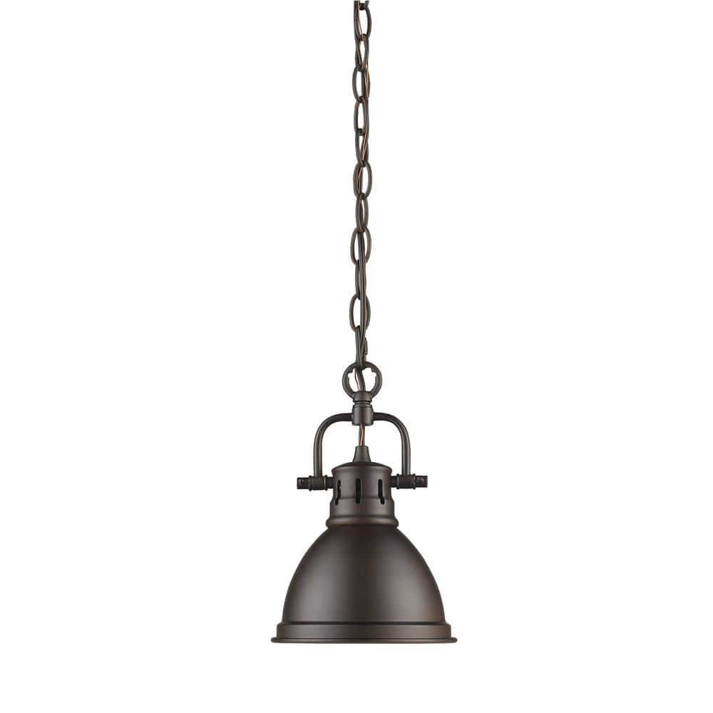 Golden Lighting Duncan 1-Light Rubbed Bronze Mini Pendant with Rubbed ...