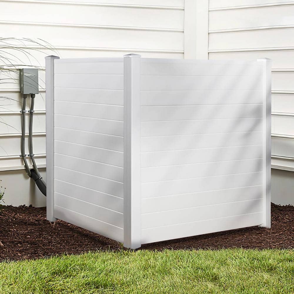 Dovelina White 48 in. W x 48 in. H Garden Fence Vinyl Privacy Pre-Built ...