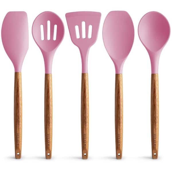 Zulay Kitchen 5-Piece Silicone Pink Utensil Set Z-WD-SLCN-TNSLS-5P-PNK ...