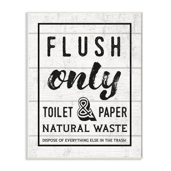 Stupell Industries "Flush Only Bathroom Sign" by Daphne Polselli Wood ...