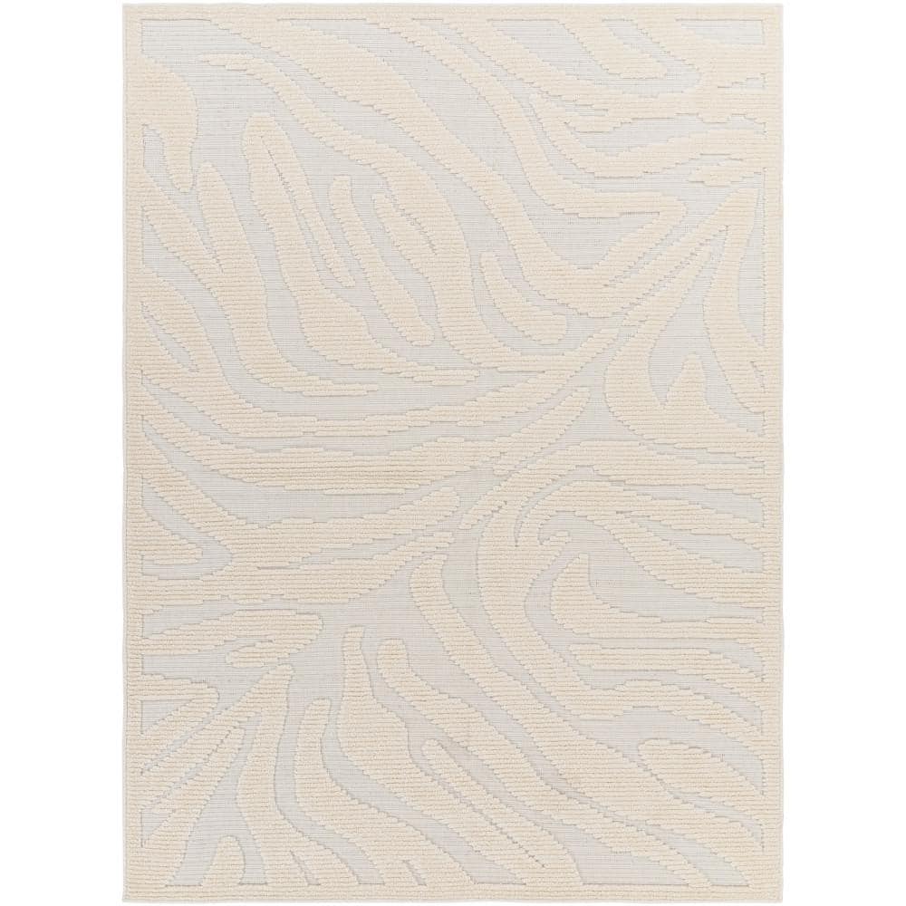 Livabliss Lyna Cream 5 ft. x 7 ft. Indoor Machine-Washable Area Rug ...