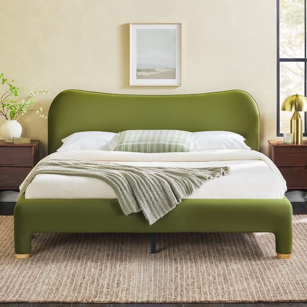 Walker Edison Furniture Company Chantelle Green Velvet MDF Frame Modern ...