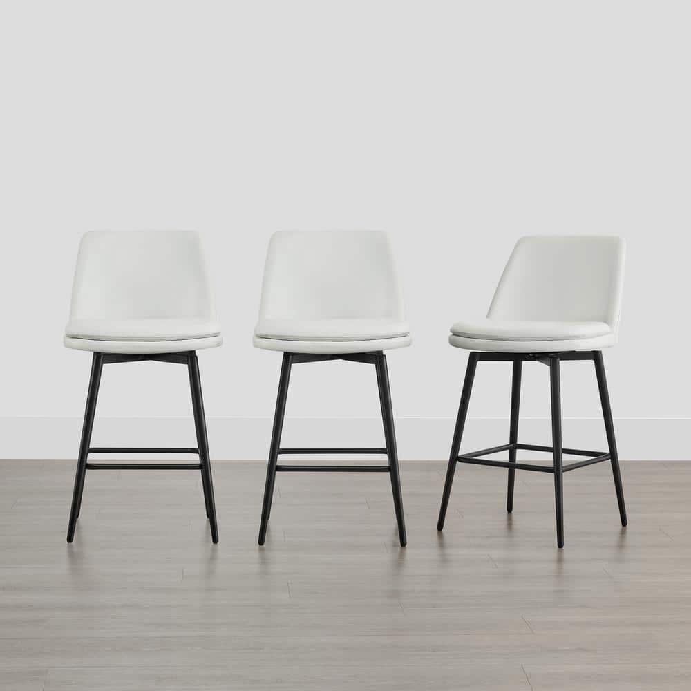 Spruce & Spring 27 in. Cecily White High Back Metal Swivel Counter ...