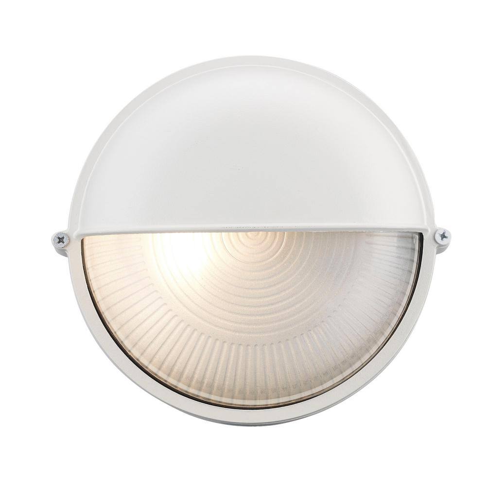 Bel Air Lighting Mesa II 7 in. 1-Light White Round Bulkhead Outdoor ...