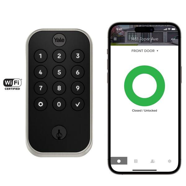 Yale Smart Door Lock with WiFi and Pushbutton Keypad, Satin Nickel ...