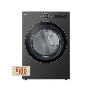 LG 7.4 cu. ft. Vented Stackable SMART Gas Dryer in Black Steel with ...