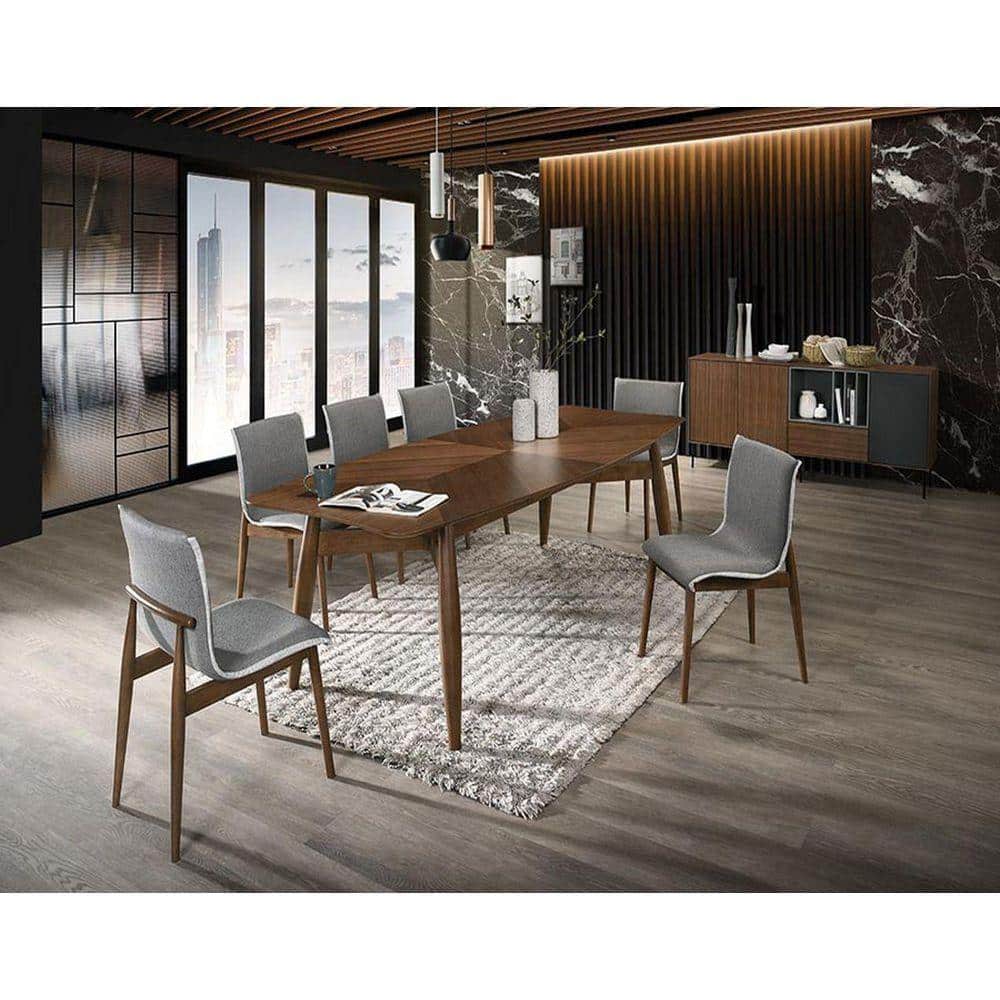 MR MODREST Ackley Modern Walnut Wood 94.5 in. 4 Legs Dining Table Seats ...