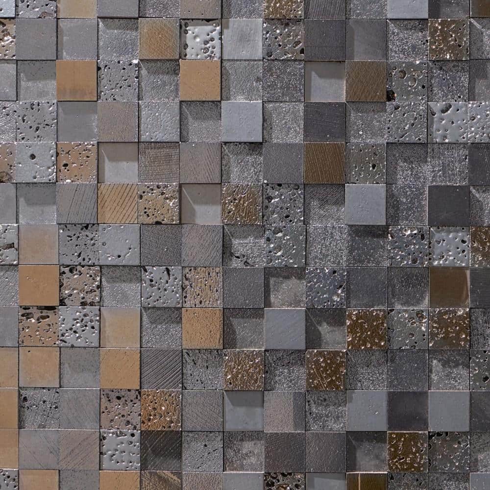 Ivy Hill Tile Deco Lava Blocks Iron 12.51 in. x 12.51 in. Metallic Lava ...