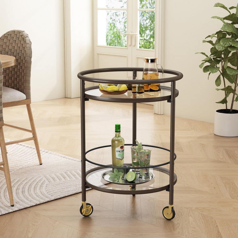 CHRISTOPHER KNIGHT HOME Pleasure 23.75 in. W 2-Tiered Brown Round Metal ...