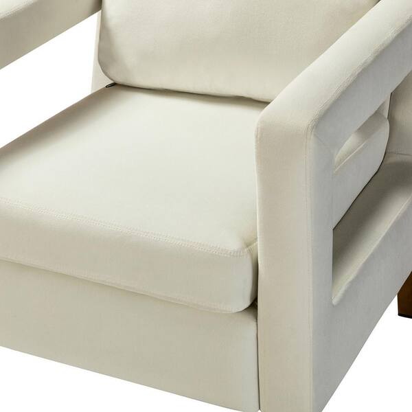 JAYDEN CREATION Anika Modern Ivory Comfy Velvet Arm Chair with ...