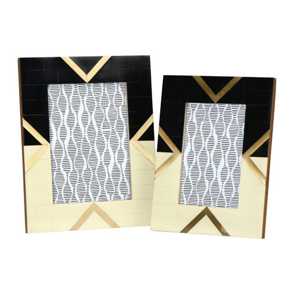 Storied Home 4 x 6 and 5 x 7 Gold Inlay on Black and Cream Picture ...