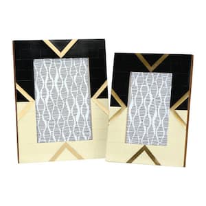 Storied Home Gold Inlay design on Cream Picture Frame (Set of 2) EC0447 ...