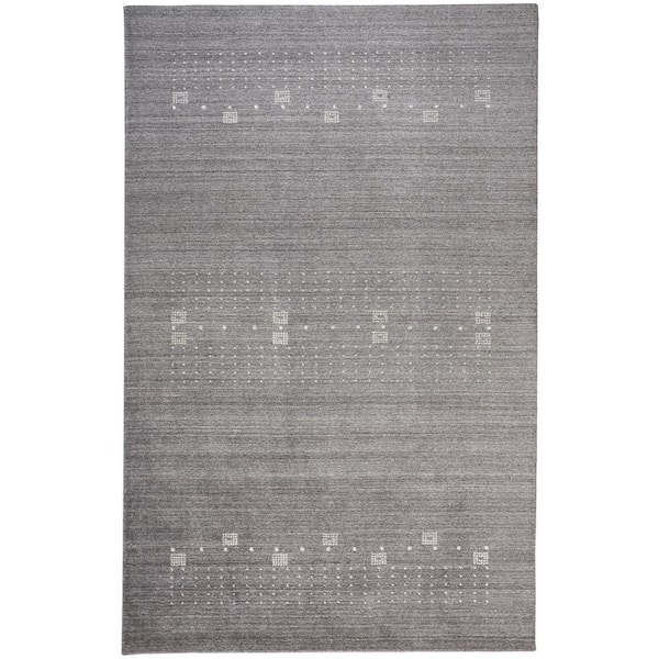 HomeRoots 8 ft. X 10 ft. Gray and Ivory Solid Color Area Rug 2000512690 ...