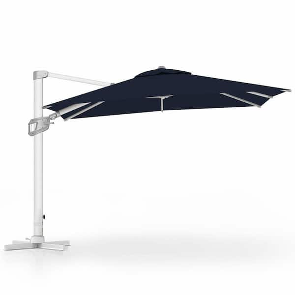 PASAMIC 10 ft. Aluminum Squrare Cantilever Patio Umbrella 360° Rotation ...
